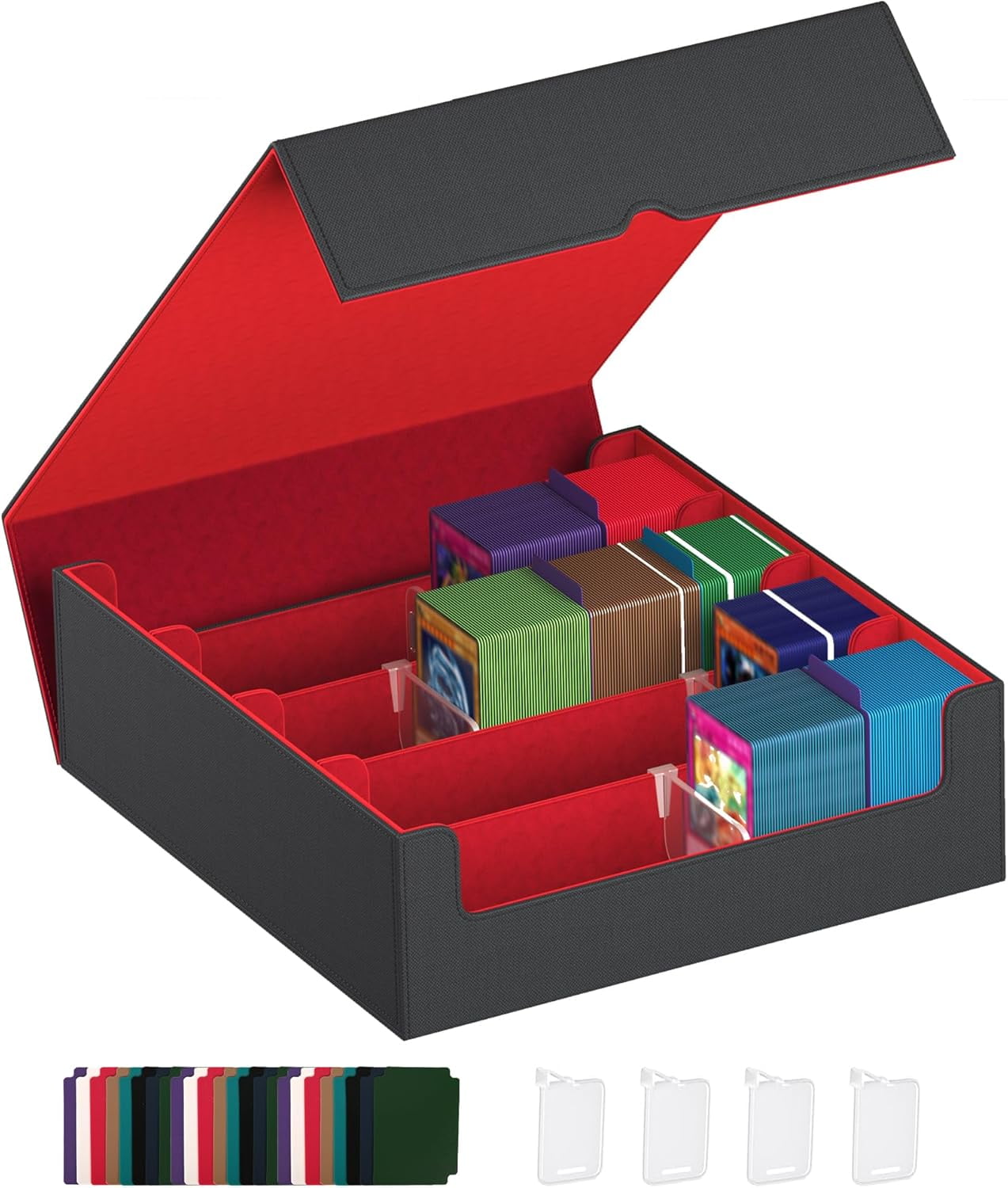 Trading Card Storage Box: Holds over 3000 Cards, 4 Rows for Mtg, with ...