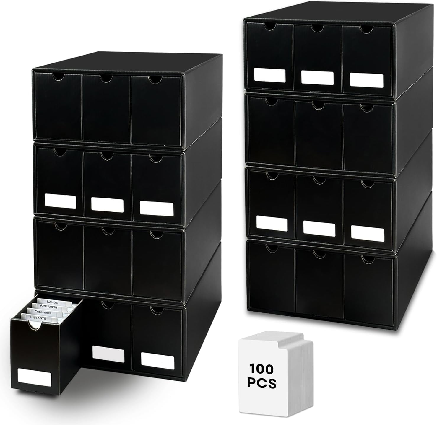 Trading Card Storage Box with 100 Dividers, Cardboard Collectors Cards ...