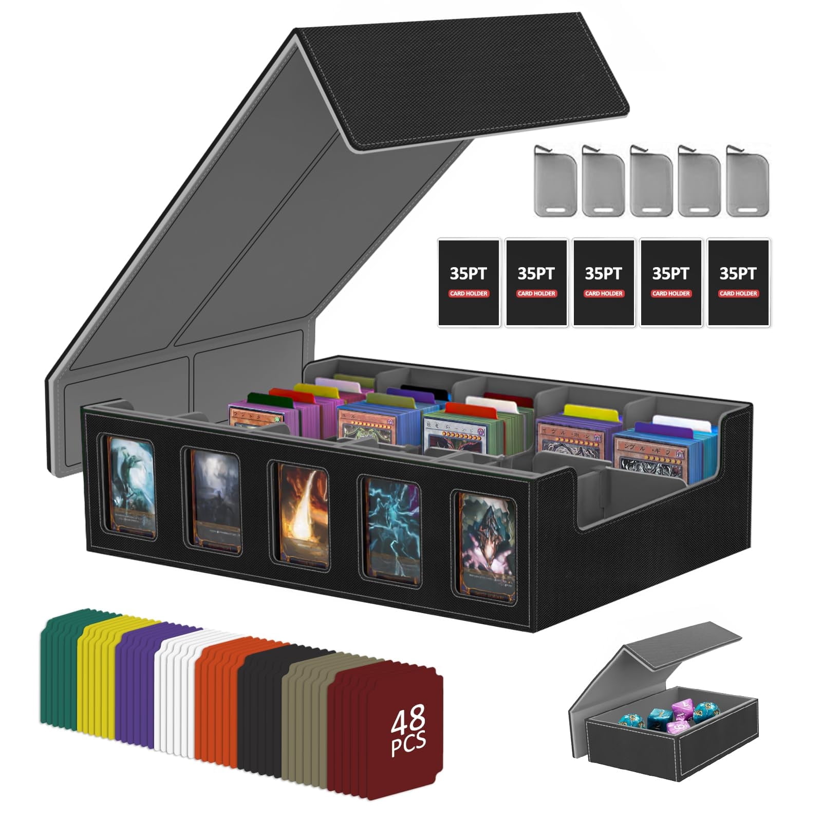 Trading Card Storage Box with Commander Display, 3900+ MTG Deck Box, 4 ...
