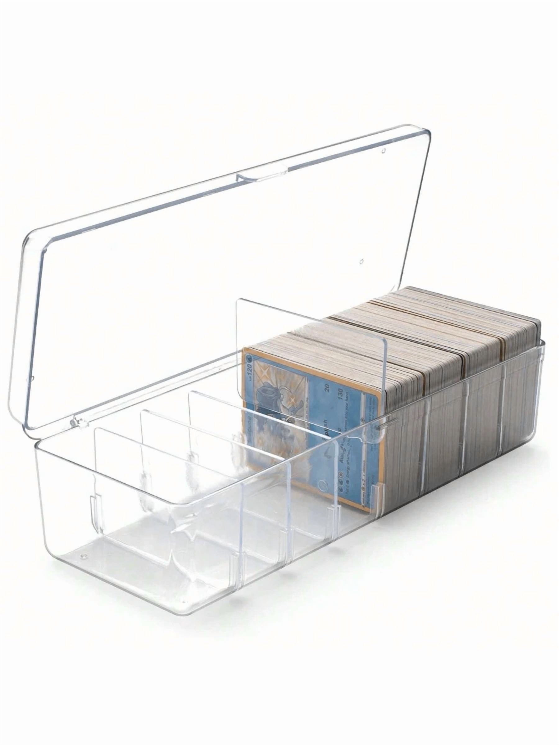 Trading Card Storage Box with Removable Dividers, Plastic Game Card ...