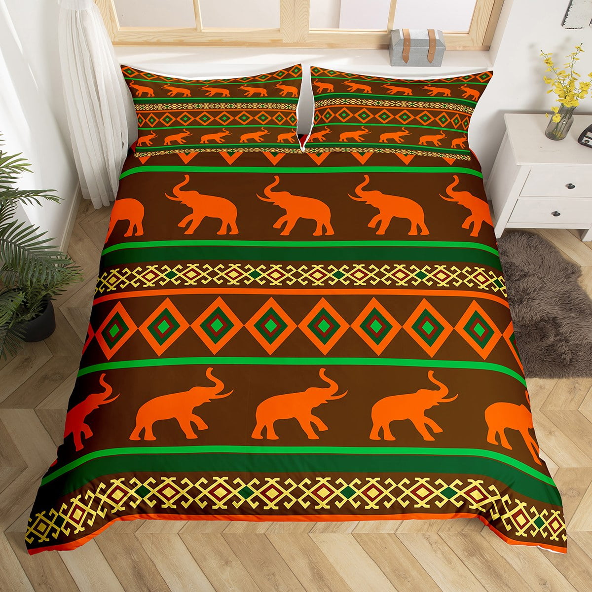 Tradition Safari Animal Duvet Cover for Adult,Red Blue Yellow African ...