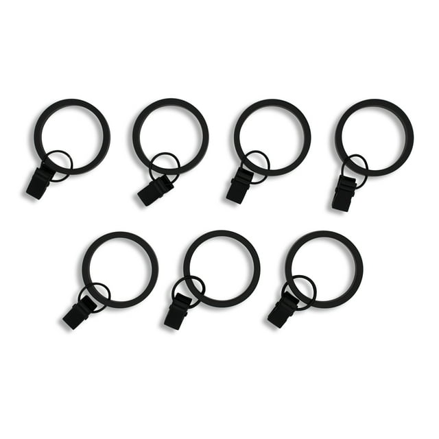 Traditional 1" Black Curtain Clip Rings, by Better Homes & Gardens (7 ...
