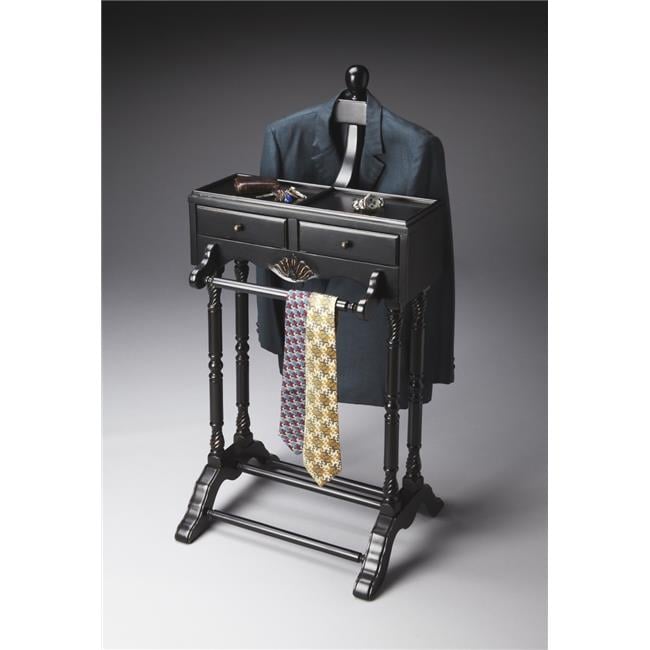 Traditional 2 Drawer Hand Crafted Solid Wood Valet with Antique Brass ...