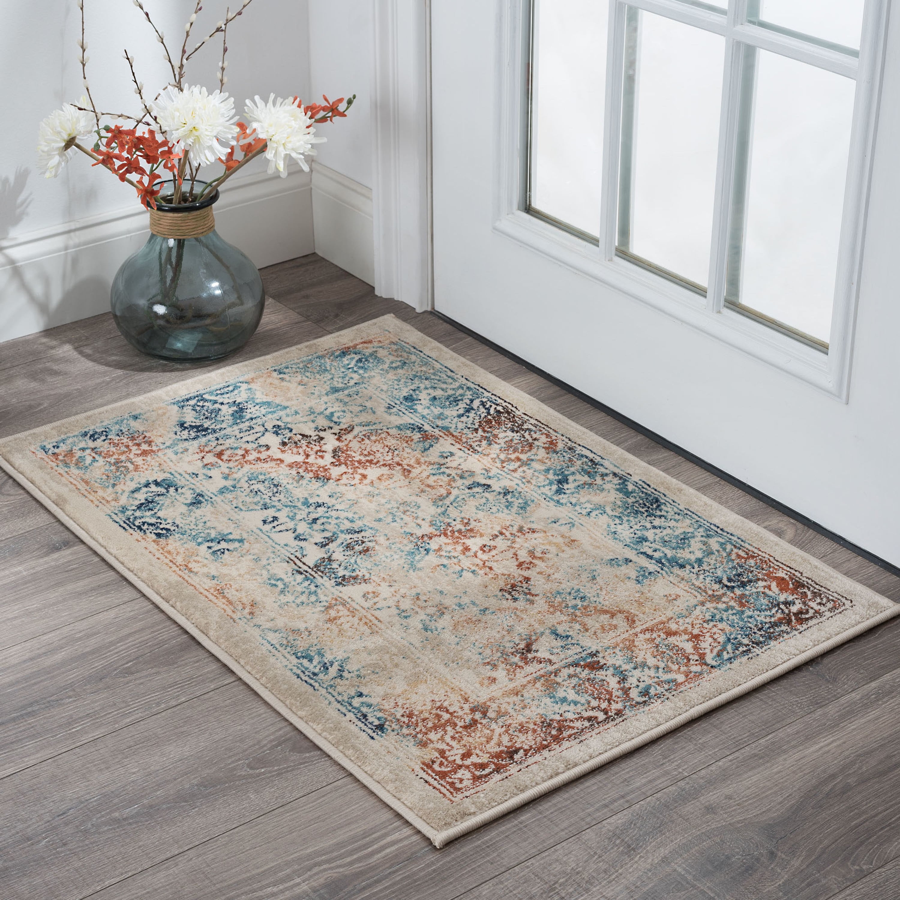 Traditional 2x3 Area Rug (2' x 3') Floral Multi-Color Indoor Scatter ...