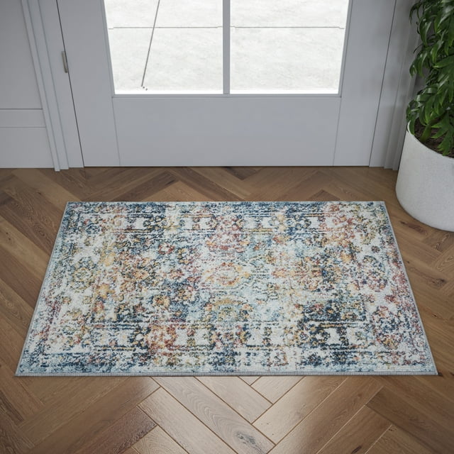 Traditional 2x3 Area Rug (2' x 3') Oriental Cream, Gray Indoor Scatter ...
