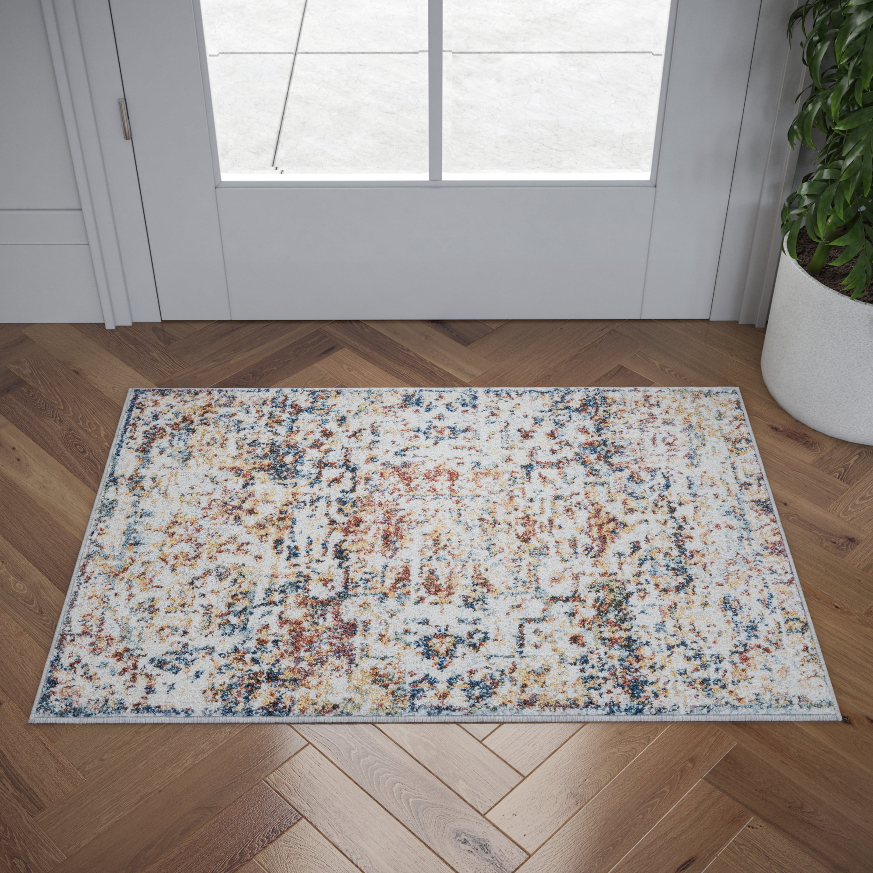 Traditional 2x3 Area Rug (2' x 3') Oriental Navy, Cream Indoor Scatter ...
