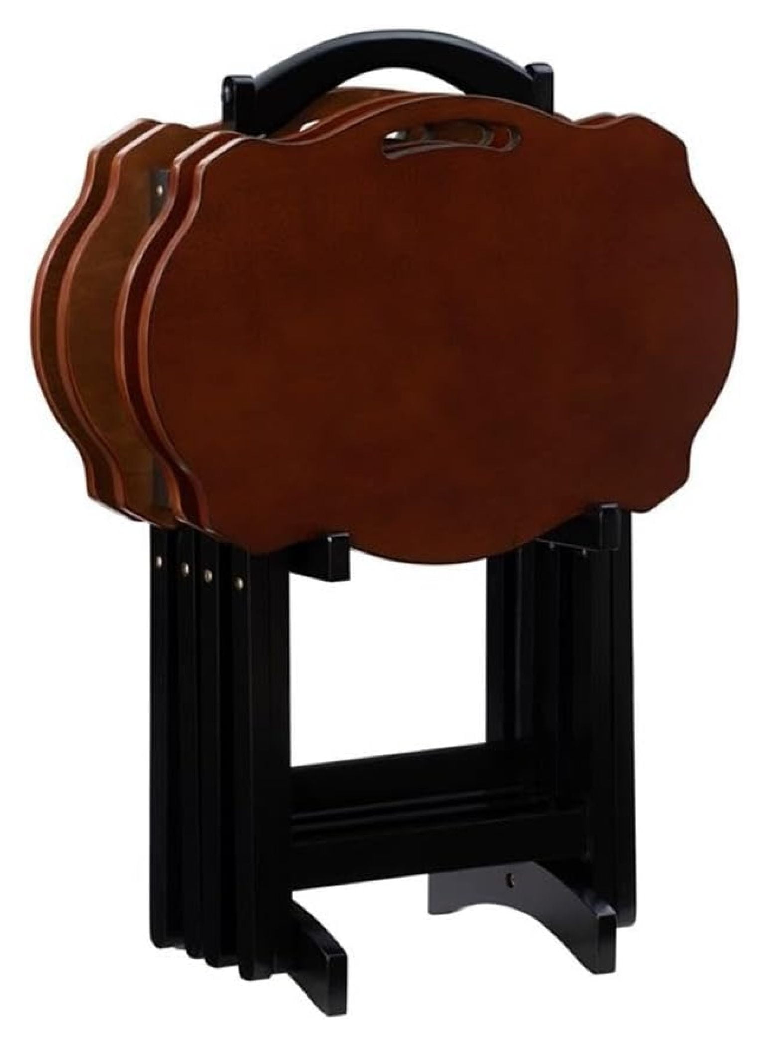 Traditional 5-Piece Okume Veneer and Solid Wood Tray Table Set with ...