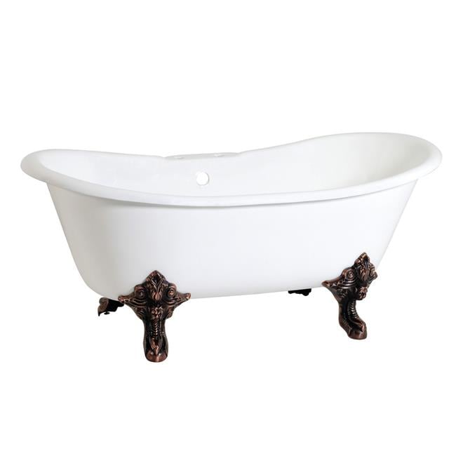 Traditional 67 in. Cast Iron Clawfoot Tub with 7 in. Faucet Drillings ...