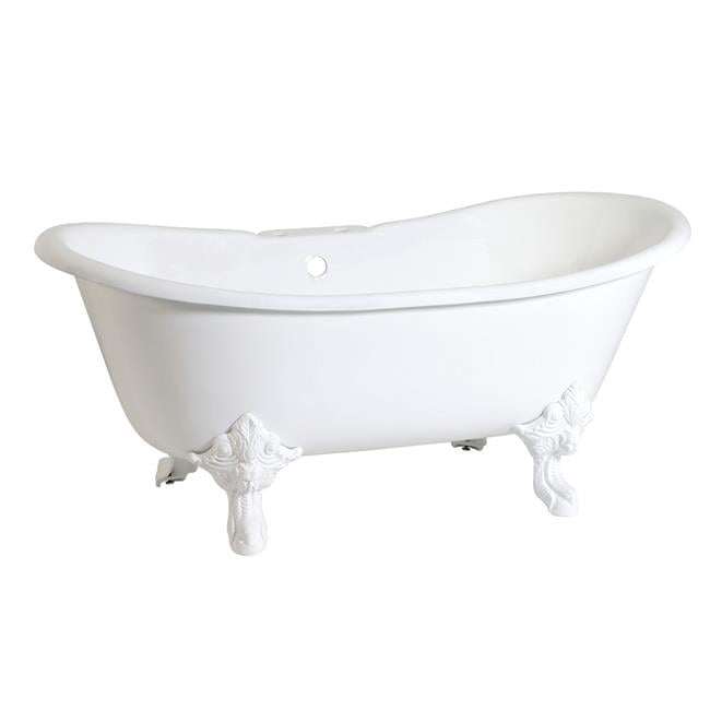 Traditional 67 in. Cast Iron Clawfoot Tub with 7 in. Faucet Drillings ...