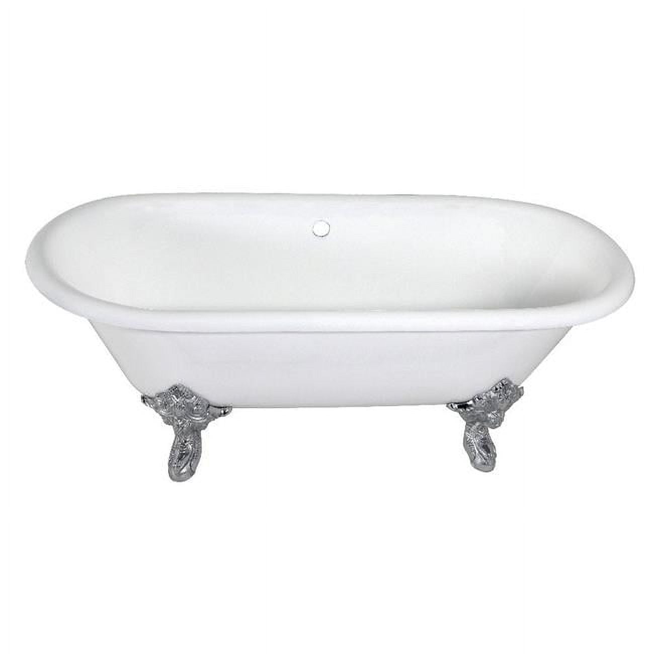 Traditional 72 in. Cast Iron Double Ended Clawfoot Tub with Feet No ...