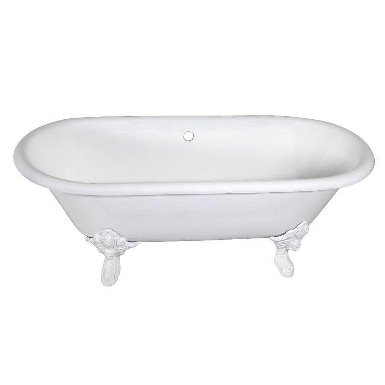 Traditional 72 in. Cast Iron Double Ended Clawfoot Tub with Feet No ...