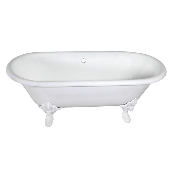 Traditional 72 in. Cast Iron Double Ended Clawfoot Tub with Feet No ...