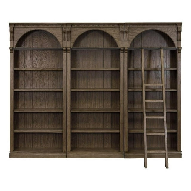 Stratton 8' Tall Wooden Arch Library Bookshelf with Decorative Ladder ...
