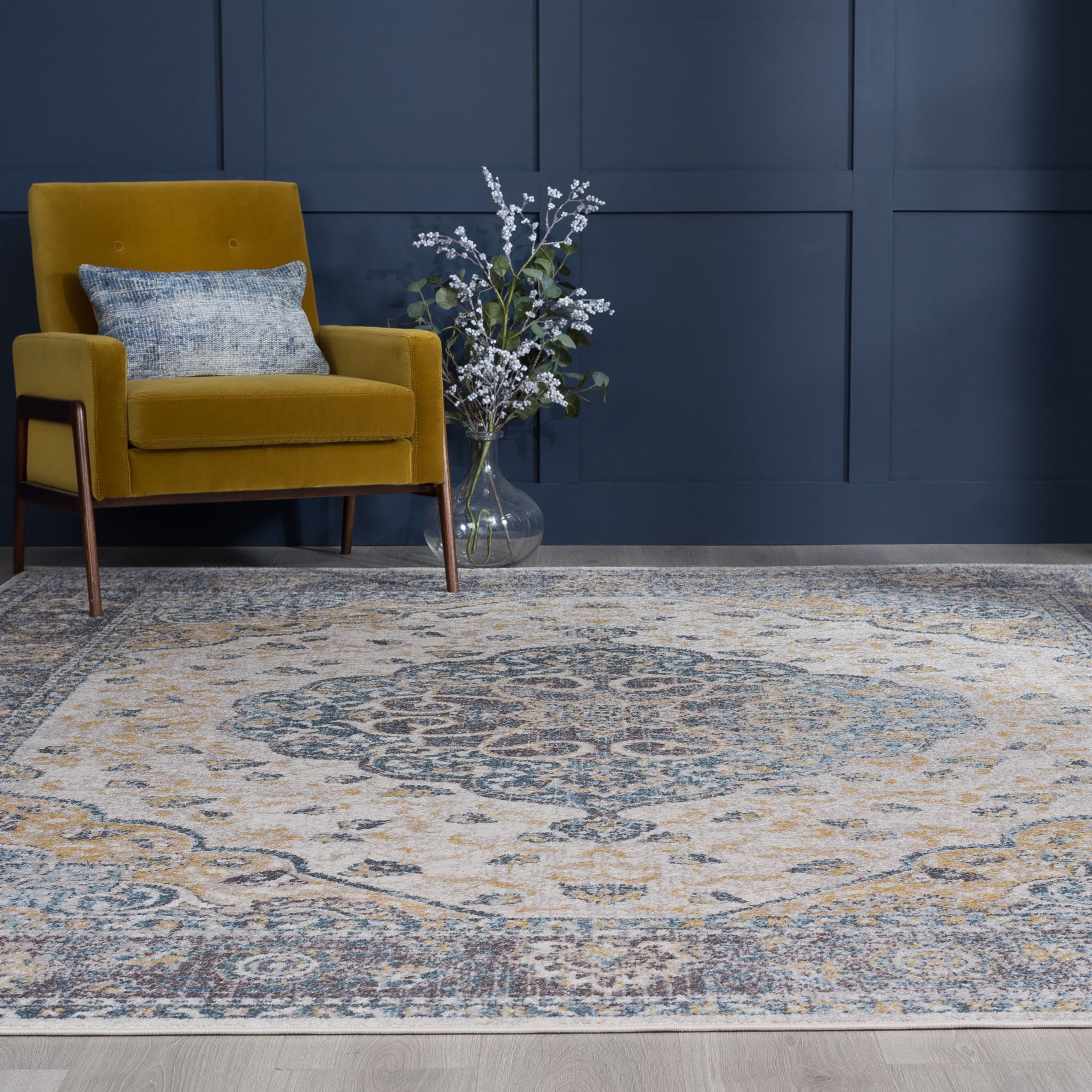 Traditional 8x10 Area Rug (7'10'' x 10'2'') Medallion Cream, Brown ...