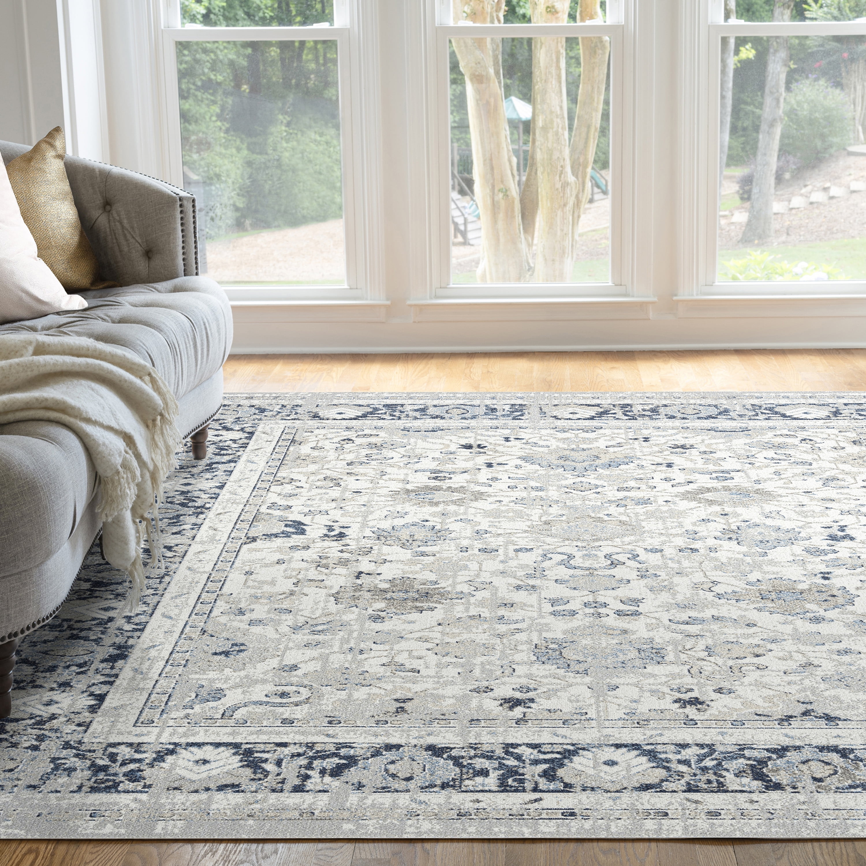 Traditional 9x12 Area Rug (8'9'' x 11'3'') Oriental Cream, Cream Living ...