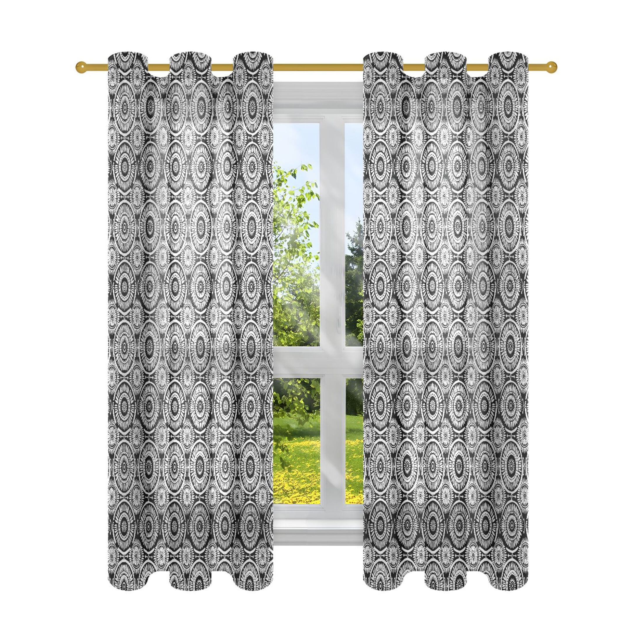 Traditional African Tribal Sheer Curtains 2 Panels Set Grommet Drapes ...