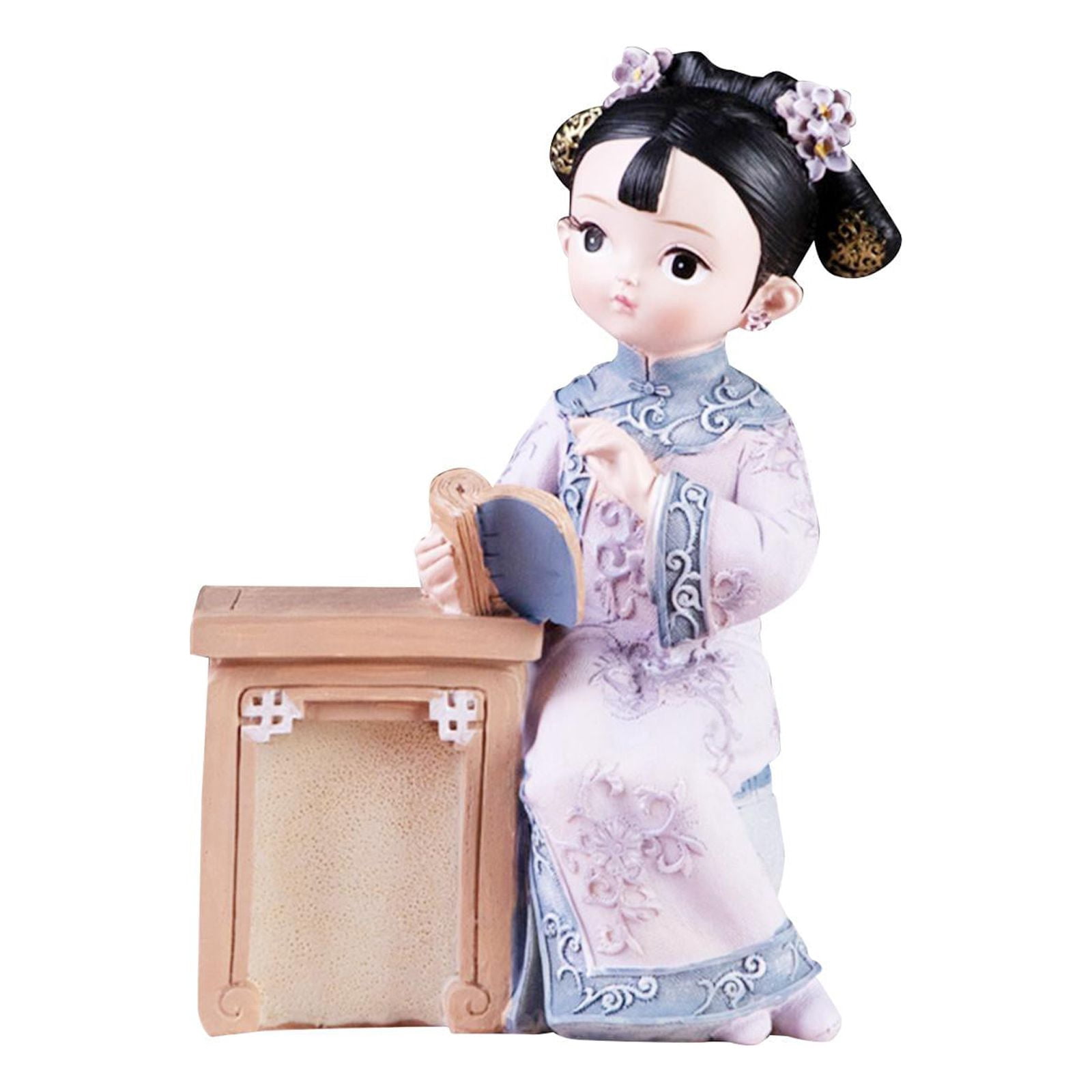 Traditional Ancient Girl Doll Figurine Resin Statue Collectible Crafts ...