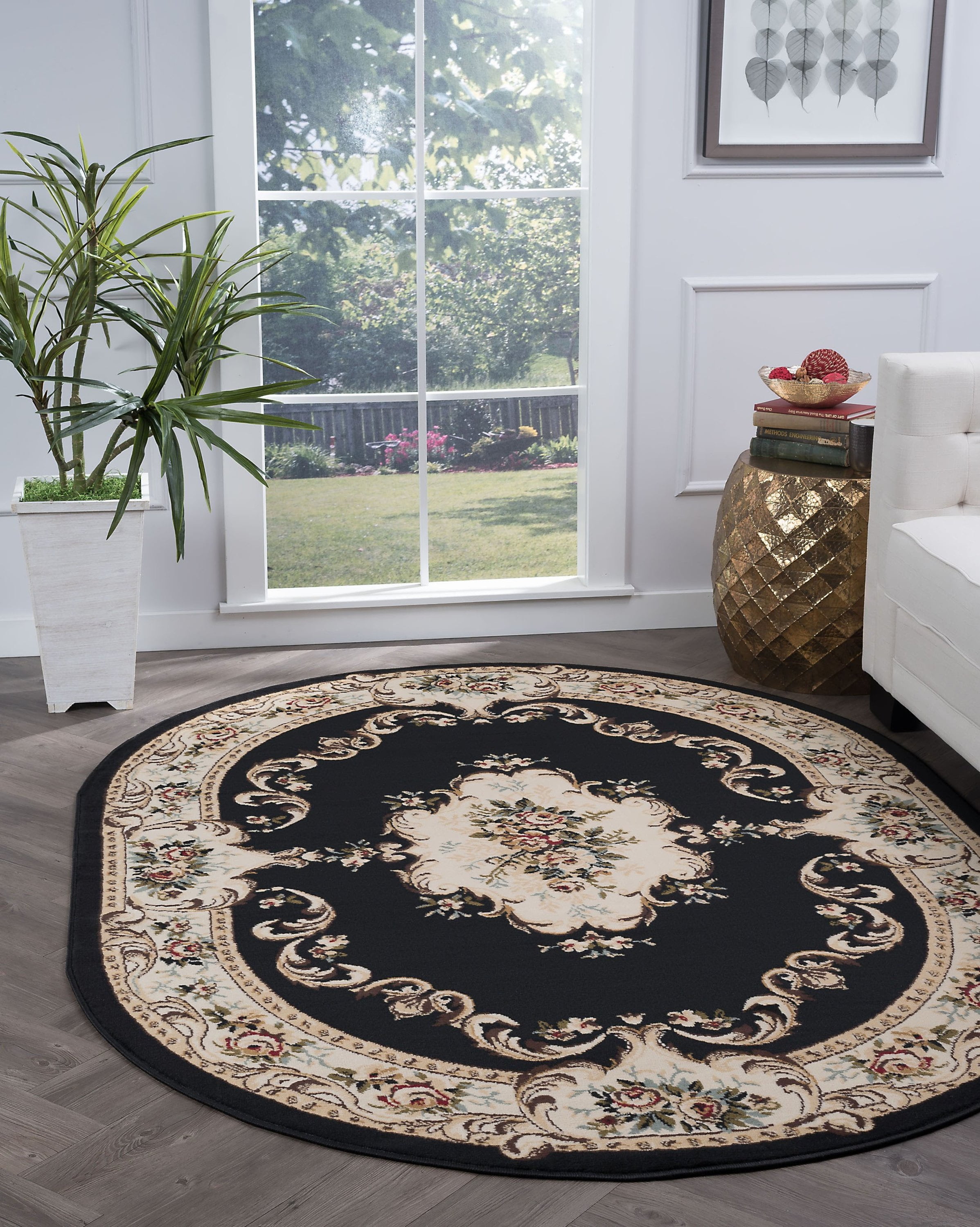 Free Shipping! Bliss Rugs Traditional Area Rug 5'3 x 7'3 Oval Black ...