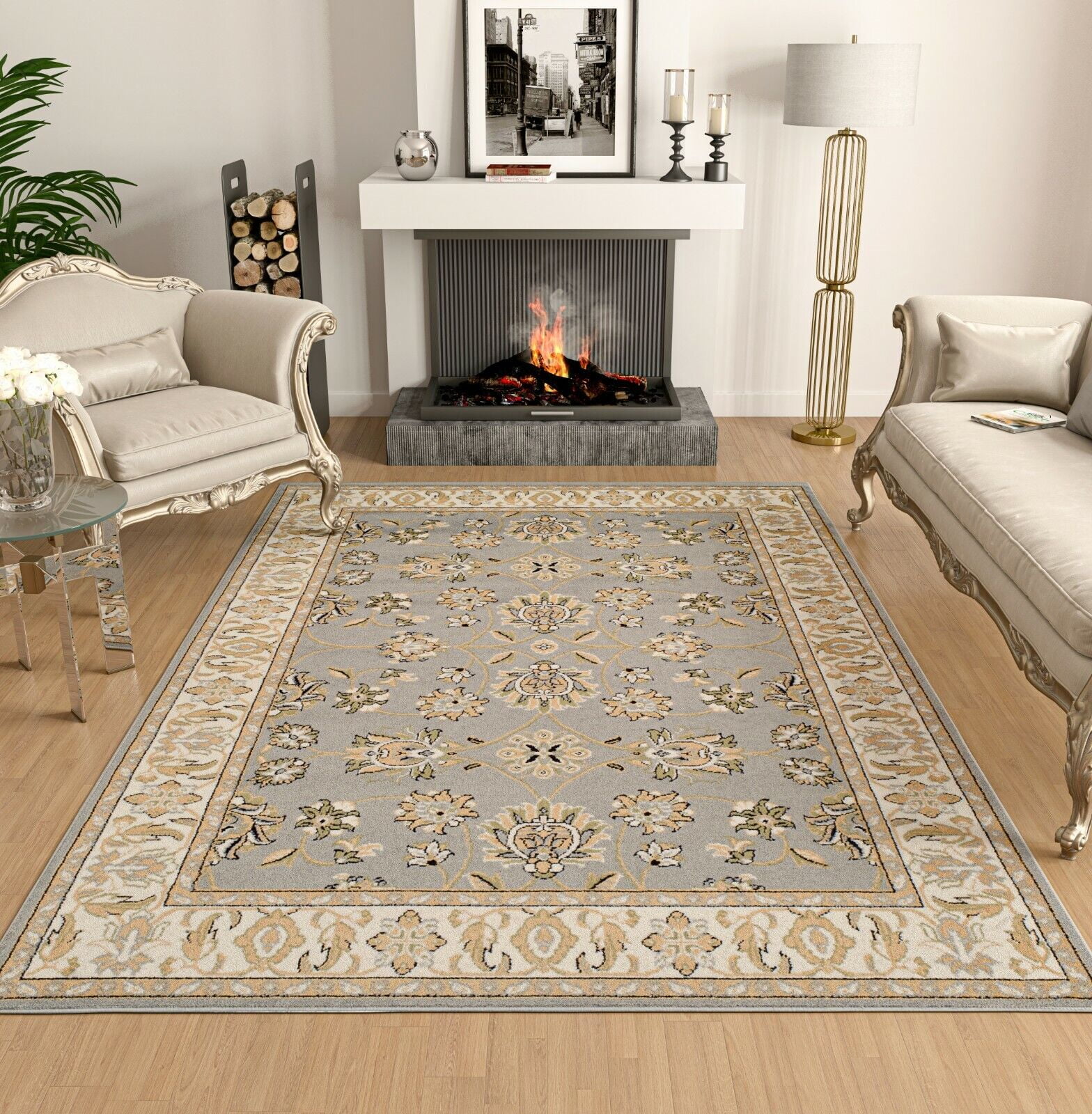 Traditional Area Rugs 8x10 Living Room Carpet Floor Oriental Rugs Gray ...