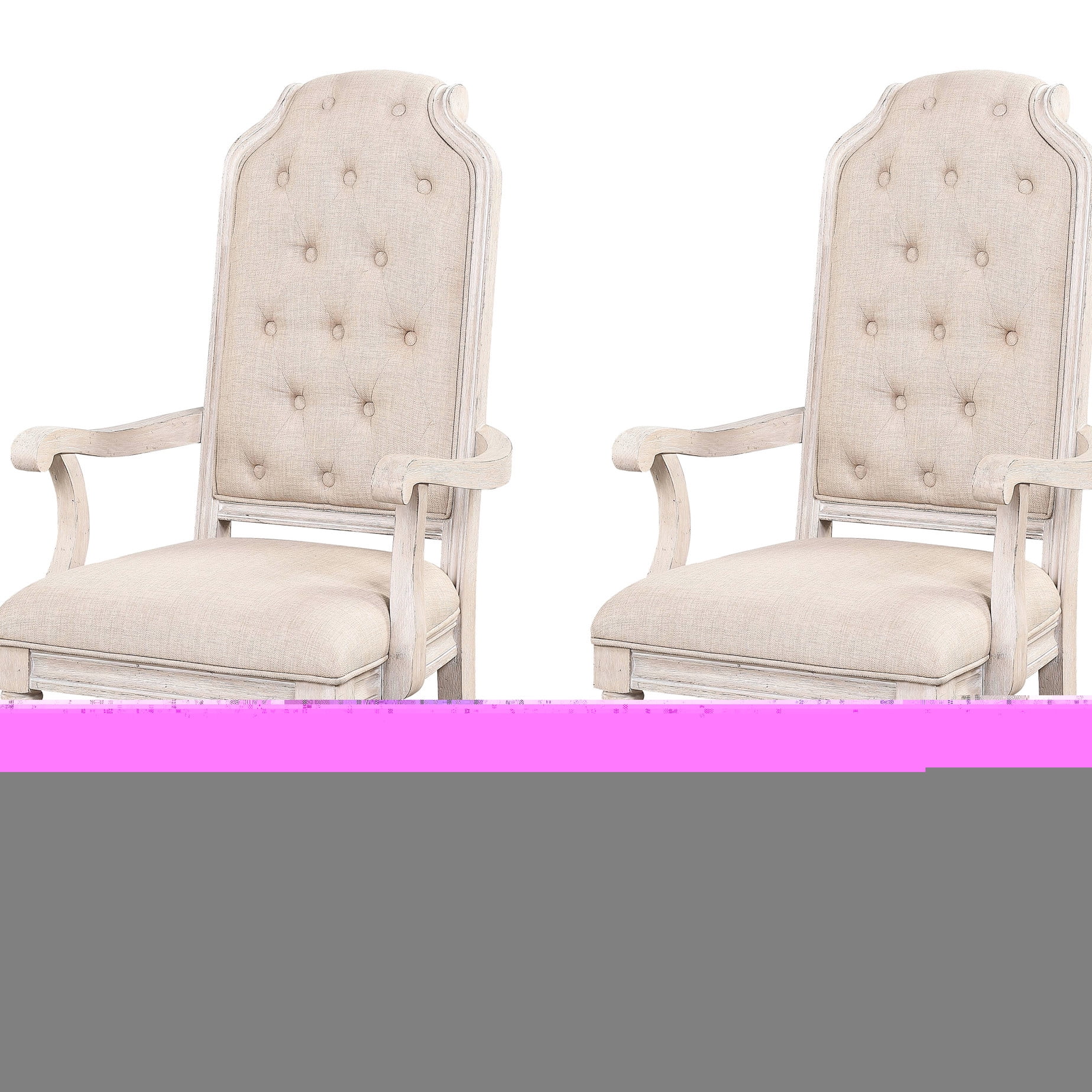 Traditional Arm Chairs with Beige Upholstery (Set of 2) | Create ...