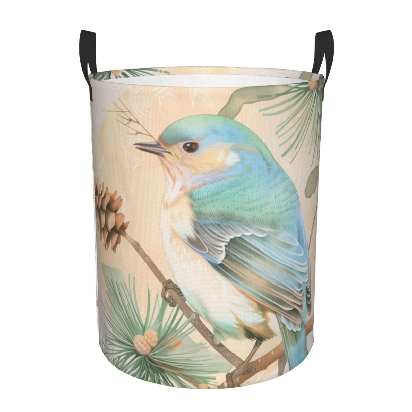 Traditional Asian-style Illustrated Bird on Pine Branch Circular ...