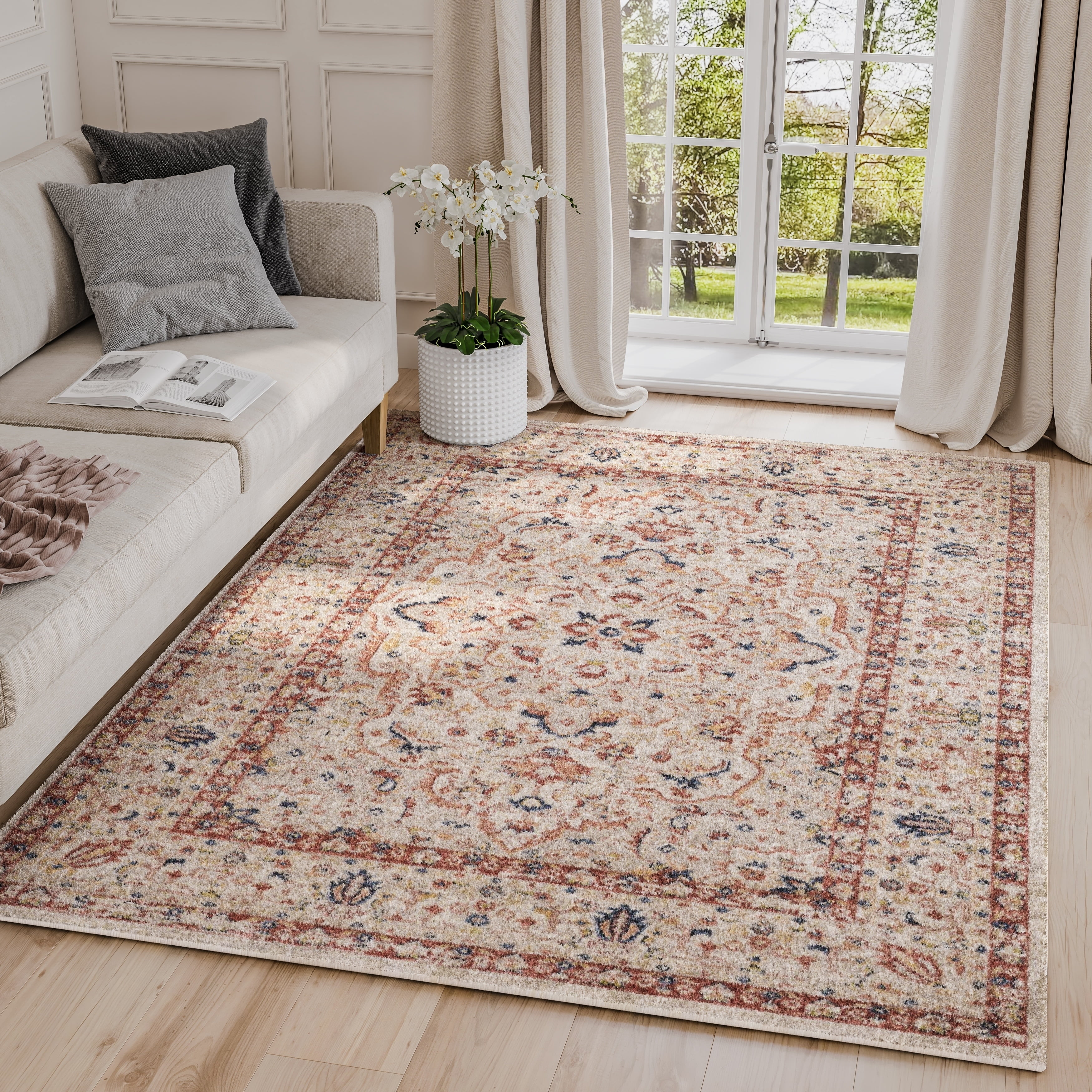 Traditional Babylon Abstract Beige/ Red Indoor Rug Beige 7'9" x 10'2 ...
