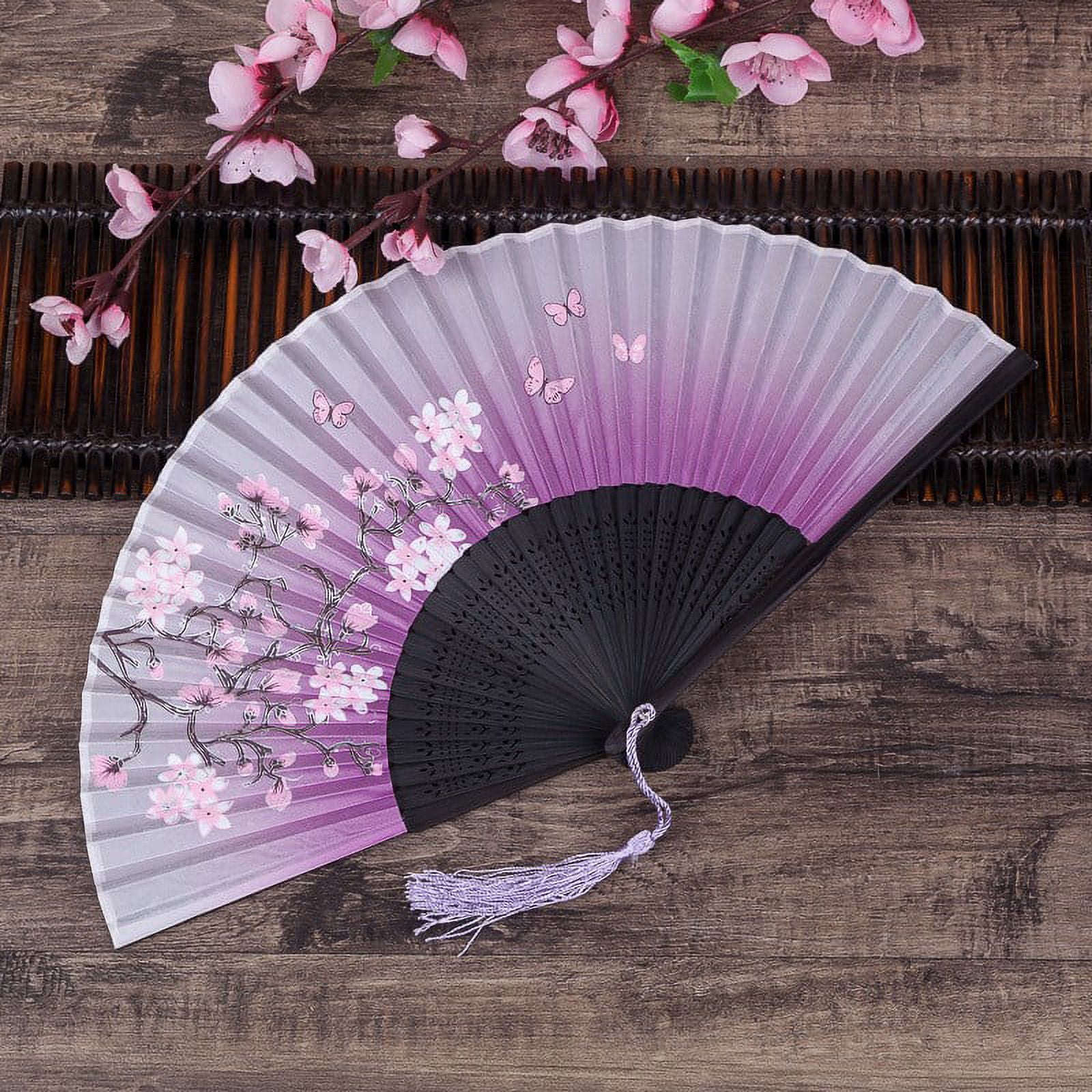Traditional Bamboo Hand Folding fan, Cherry Blossom Fans Asian Wedding ...