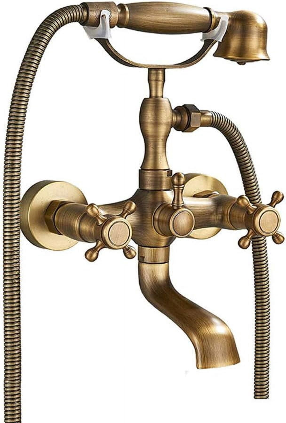Traditional Bathtub Tap with Handheld Shower Head, Dual Handle Hot and ...