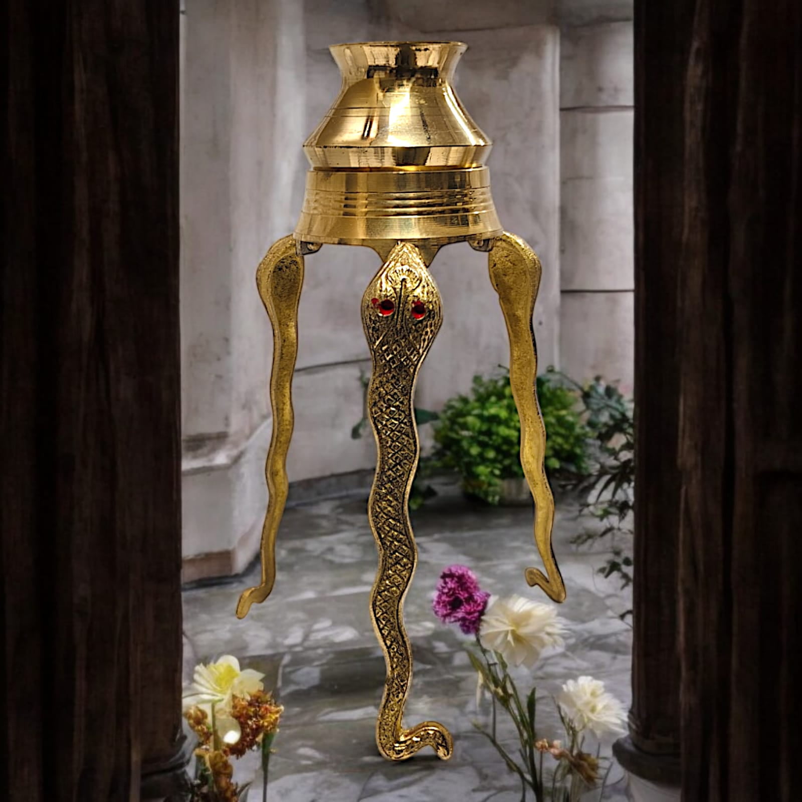 Traditional Brass Shivlinga Jal & Milk Abhishek Vessel with Snake ...