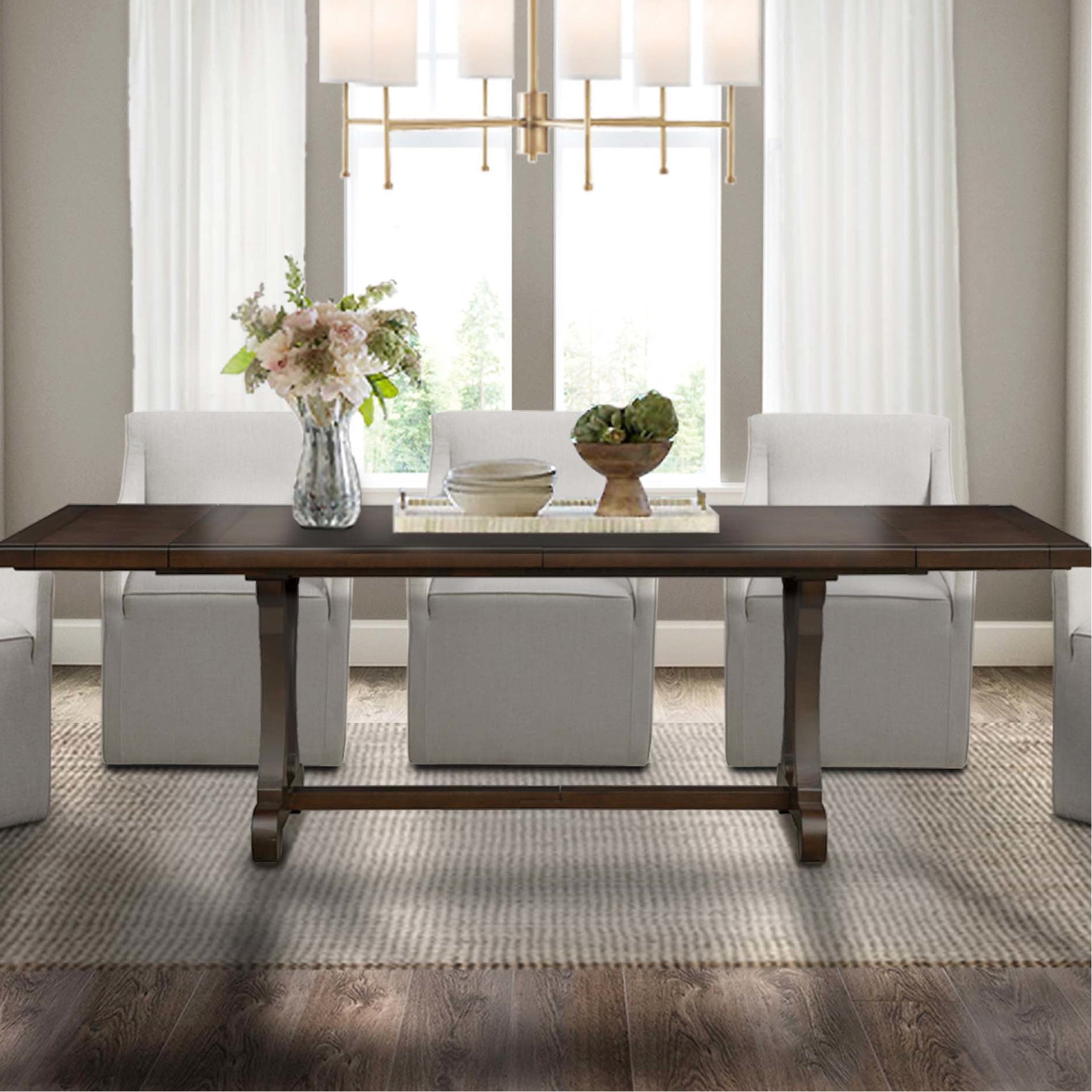 Traditional Breadboard Extension Table | Metal - Hinged 12in Leaf ...