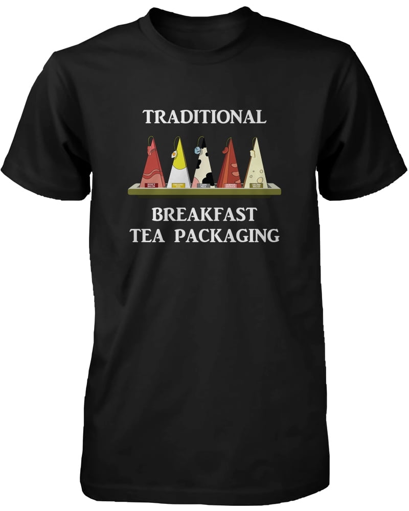 Traditional Breakfast Tea Packaging Humor T-Shirt Funny Graphic Tee for ...