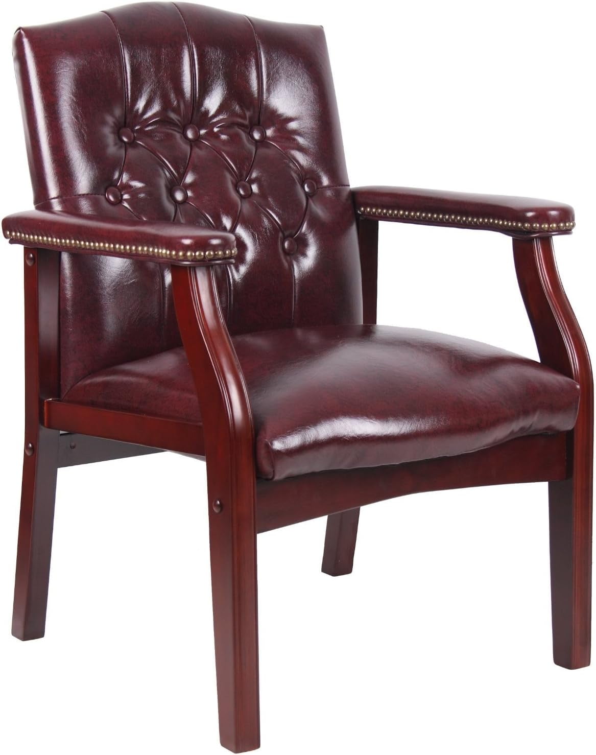 Traditional Burgundy Caressoft Vinyl Guest Chair Conference Room Side ...