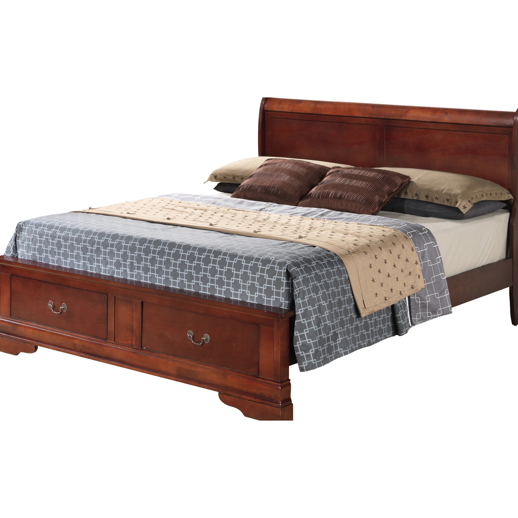 Traditional Cherry King Size Storage Bed - 89"d X 79"w 33"h For A ...