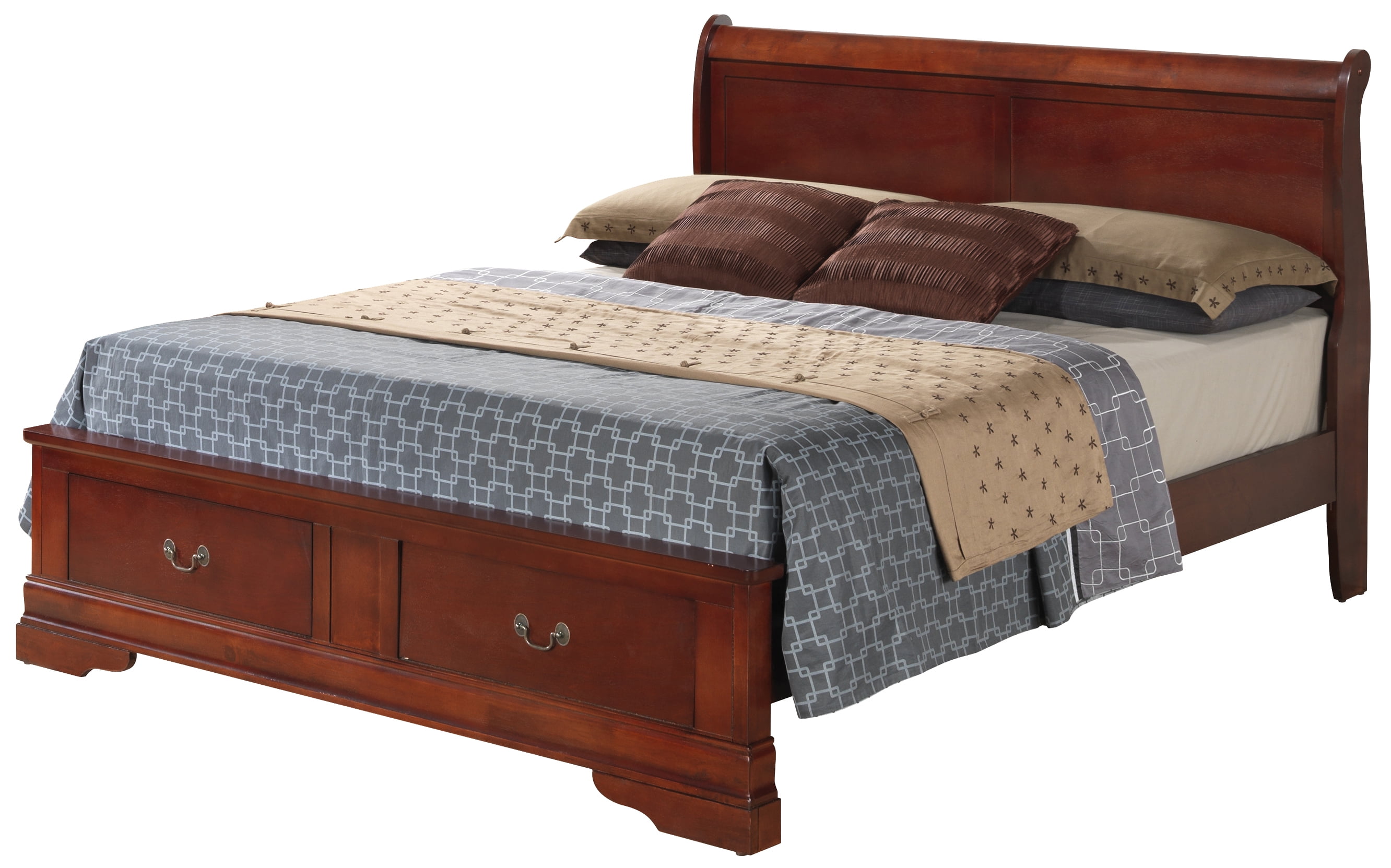 Traditional Cherry Storage Bed with Elegance,Cherry Particle Board ...