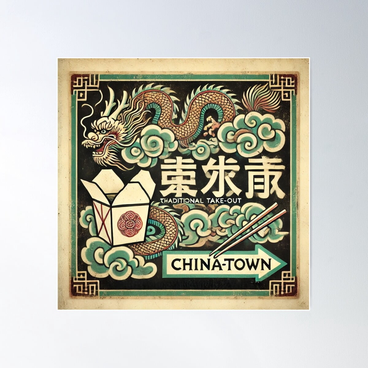 Traditional Chinatown Take-Out Sign Poster Wall Art, Modern Wall Decor ...