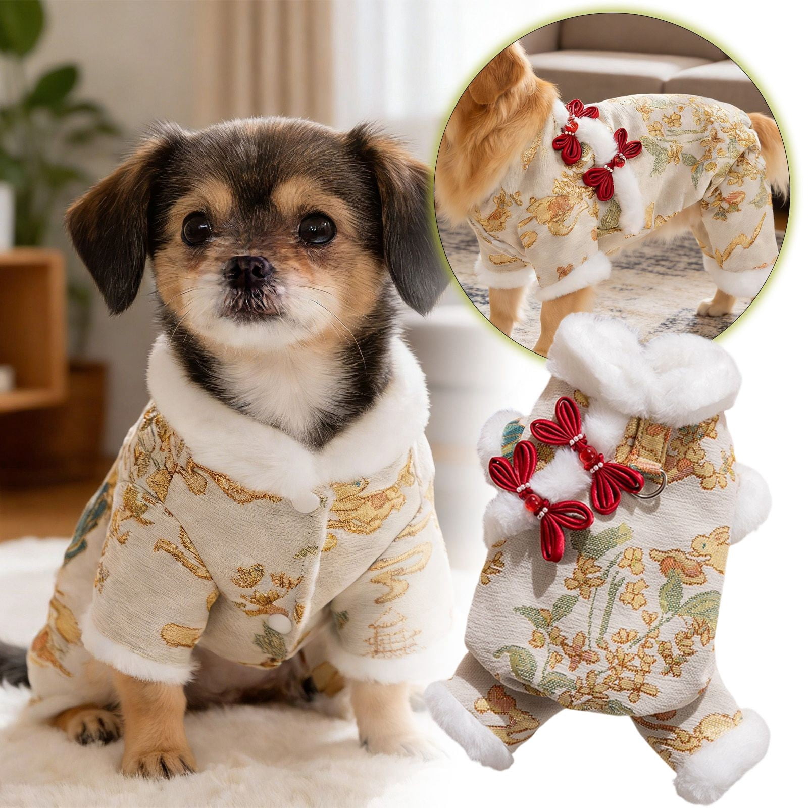 Traditional Chinese Bow Heavy Duty Winter Coat Warm Lined Cold Weather ...