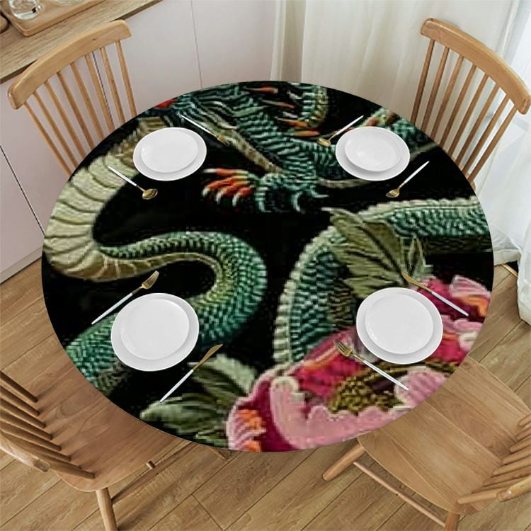 Traditional Chinese Dragon Round Tablecloth Wrinkle Resistant ...