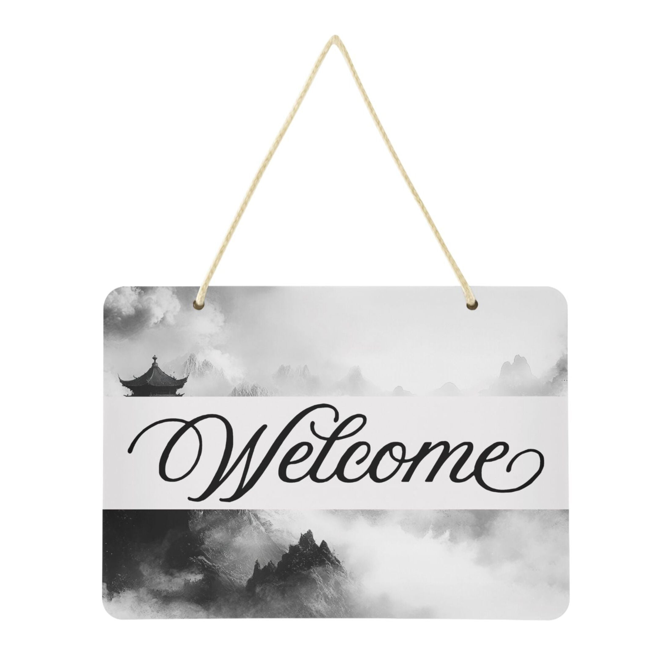 Traditional Chinese Ink Landscape Welcome Sign Front Door PVC 14x10 ...