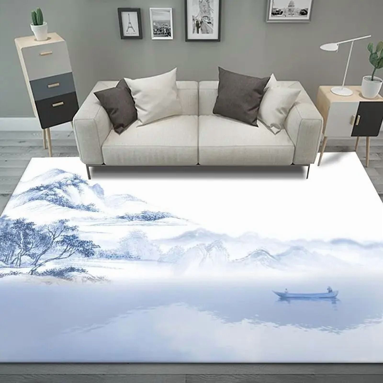 Traditional Chinese Ink Painting Carpet Large Area Rug for Bedroom ...