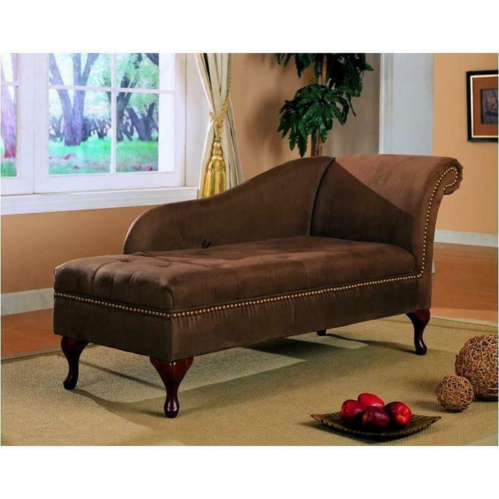 Coaster Furniture Traditional Chocolate Brown Microfiber Chaise Lounge ...
