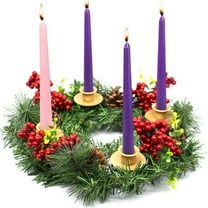 Waipfaru Christmas Wreath Advent Ring Candle Holder with 4 Flameless ...