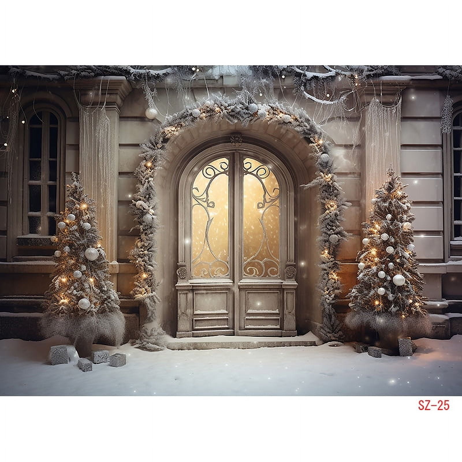 Traditional Christmas Background Decorations And Garland Arch Balls ...