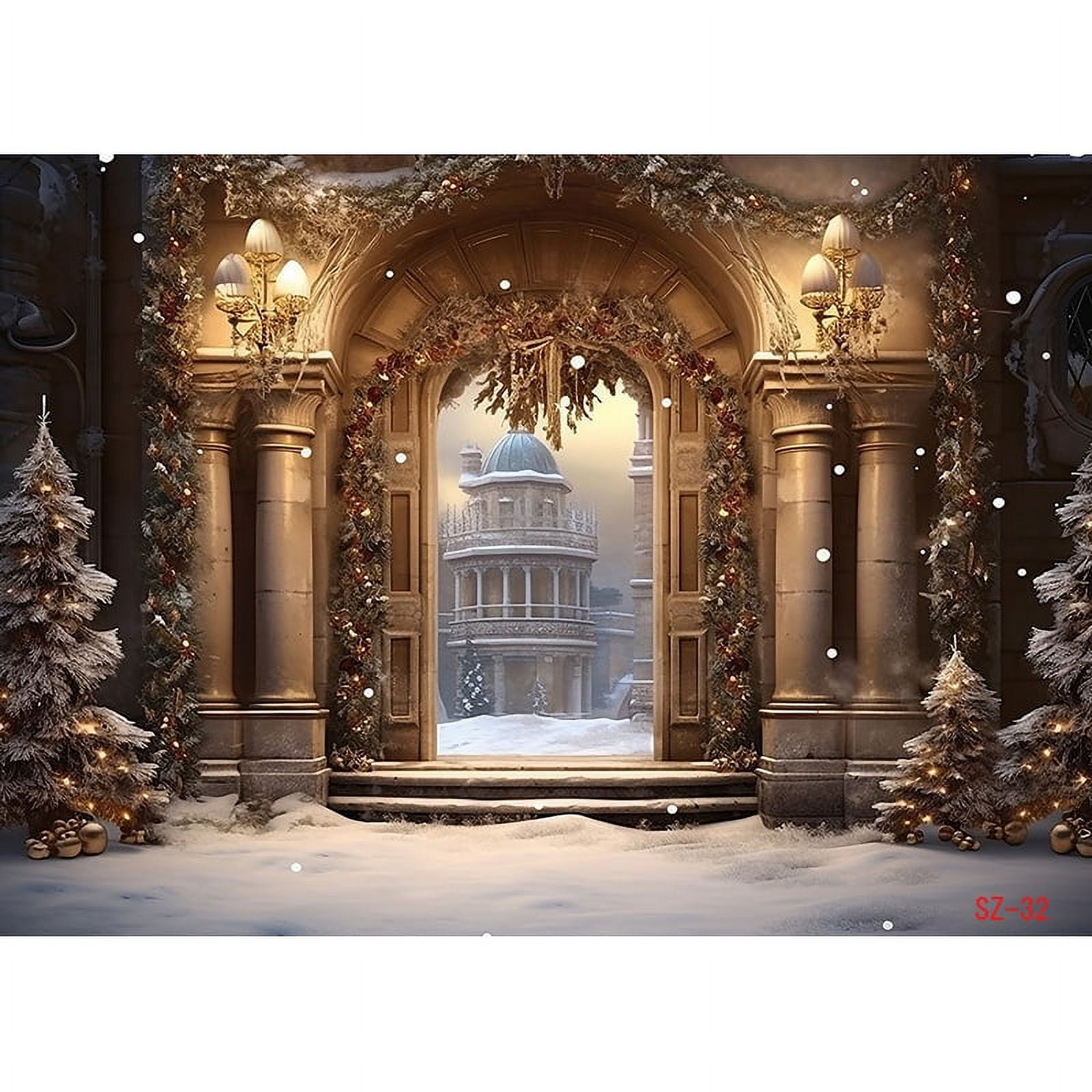 Traditional Christmas Background Decorations And Garland Arch Balls ...