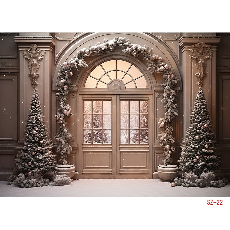 Traditional Christmas Background Decorations And Garland Arch Balls ...