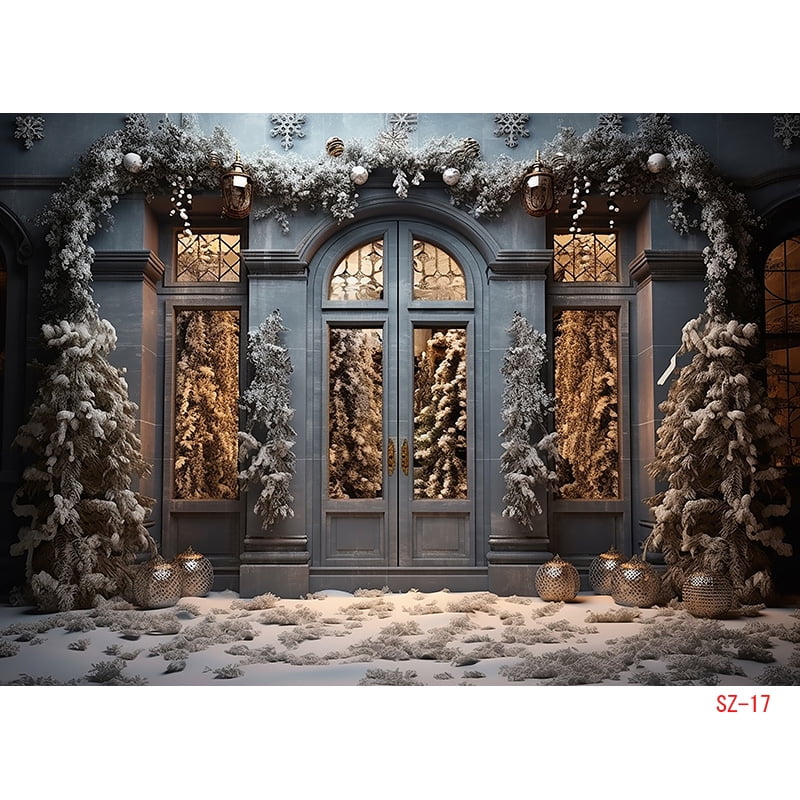 Traditional Christmas Background rations And Garland Arch Pink Balls ...