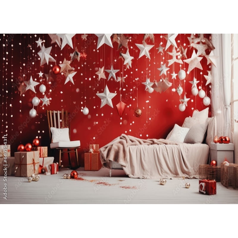 Traditional Christmas Background rations And Garland Arch Pink Balls ...