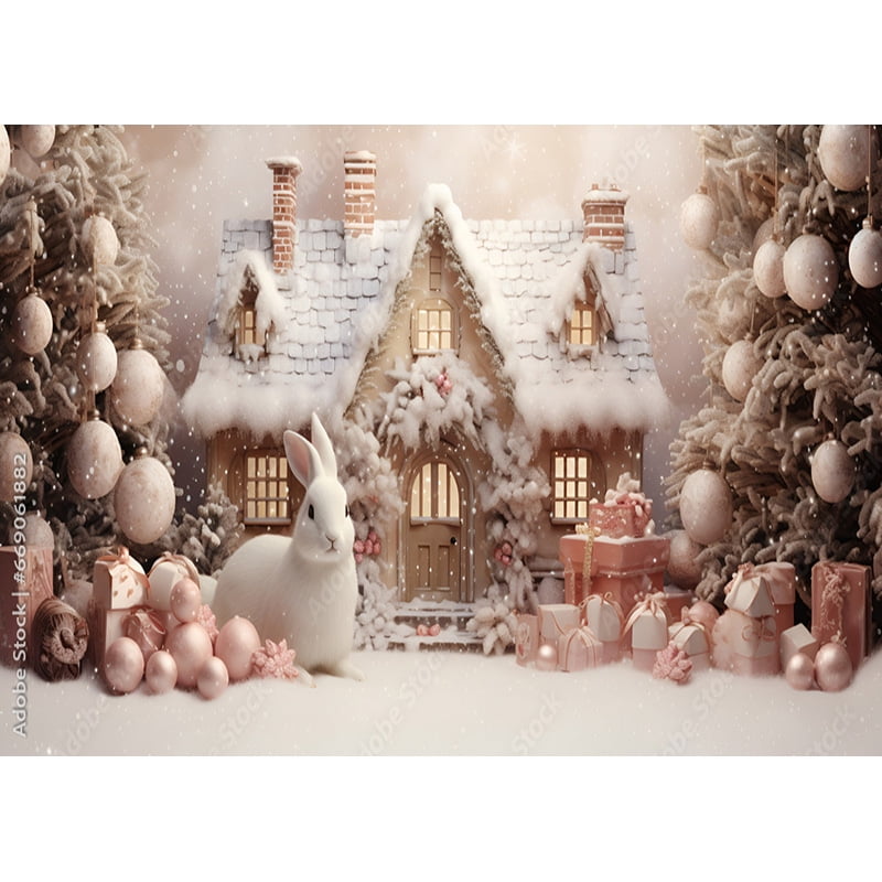 Traditional Christmas Background rations And Garland Arch Pink Balls ...