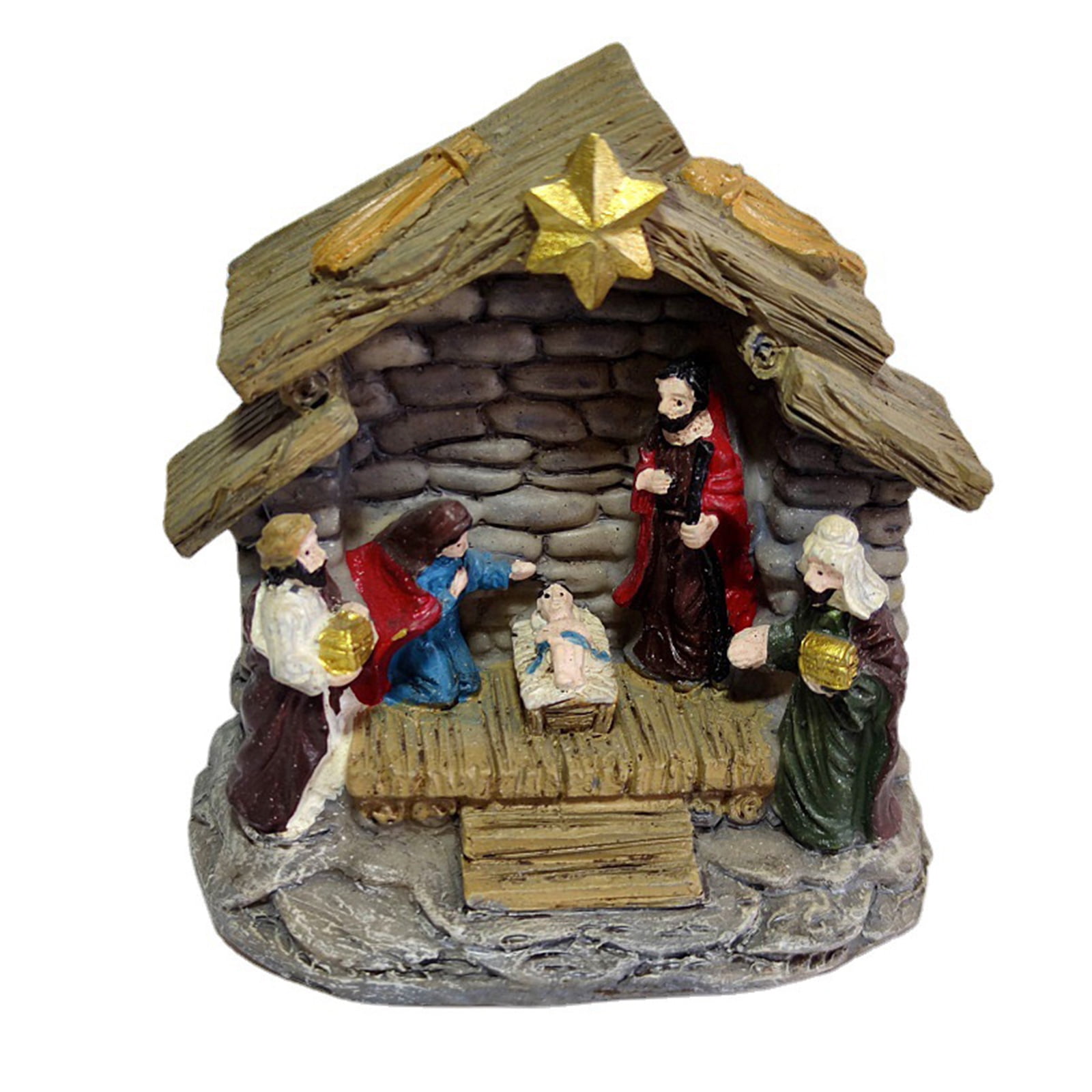 Traditional Christmas Nativity Scene Figurine Set Resins Manger Holy ...