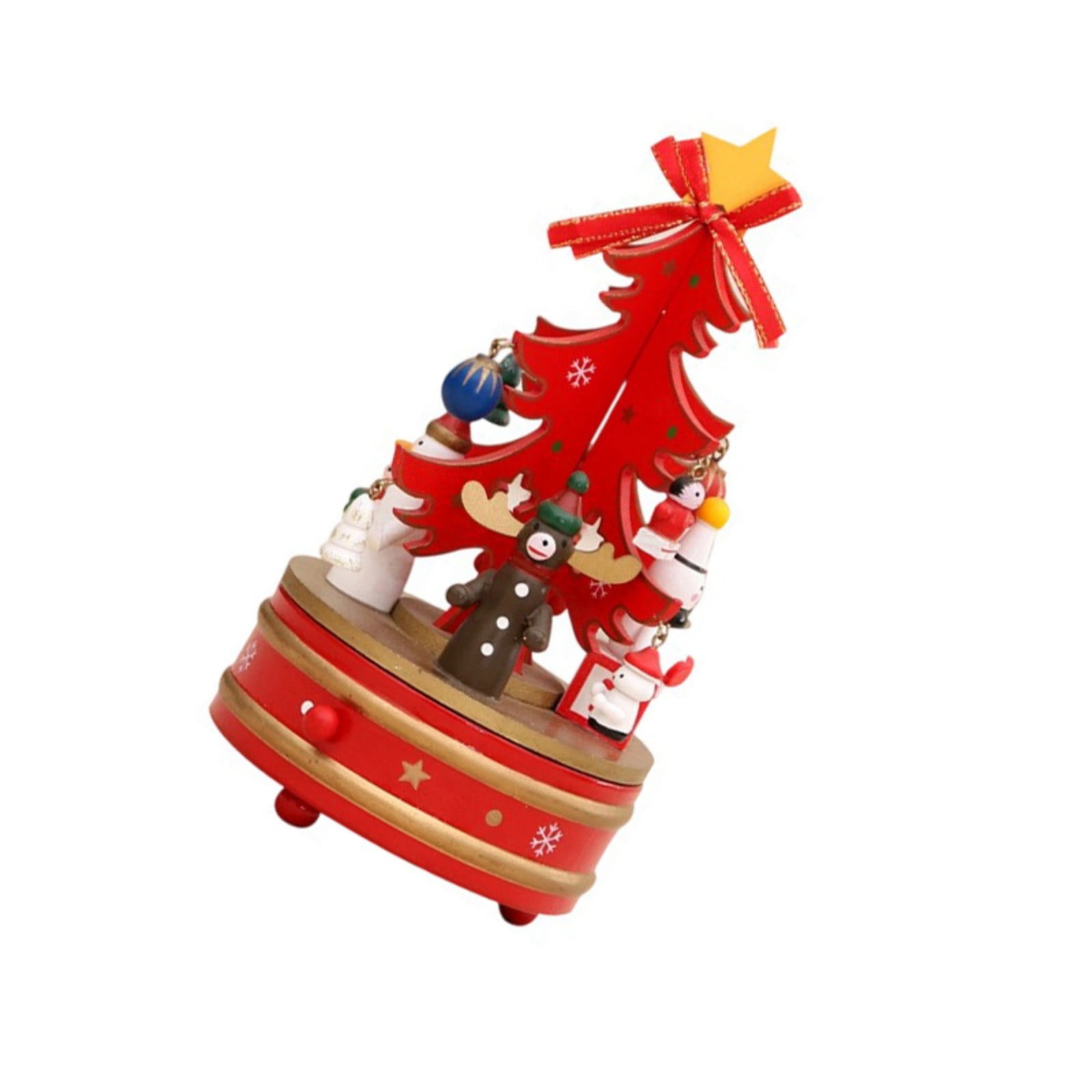 Traditional Christmas Tree Rotating Music Box Decoration with Figurine ...
