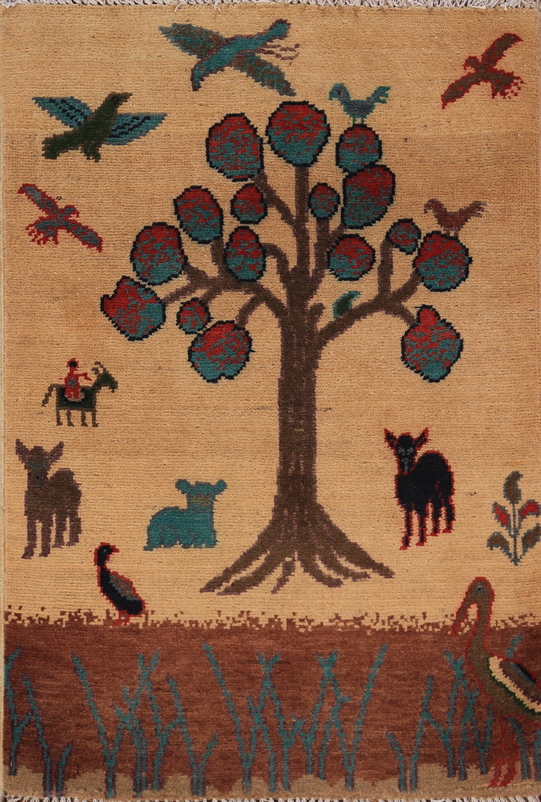 Traditional Collection, Peach Animal Pictorial Area Rug 3' 0'' X 2' 0 ...